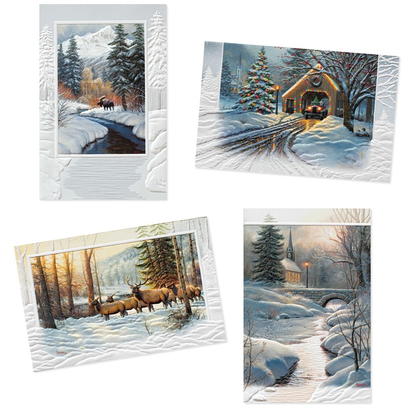 Scenes of Winter | Bird & Snowman themed boxed Christmas cards, Made in ...