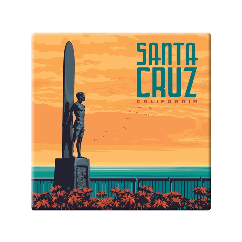 Santa Cruz CA World Surfing Reserve Square Magnet | Metal Magnet